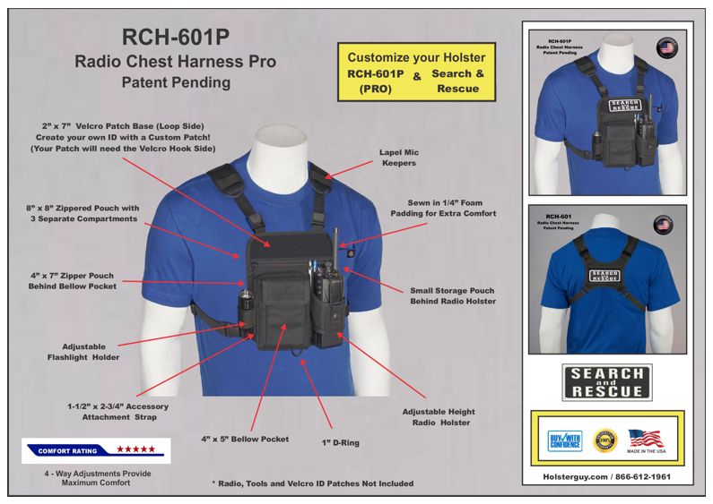holsterguy.com RCH-601P (Pro) holster, radio, shoulder, chest harness ...