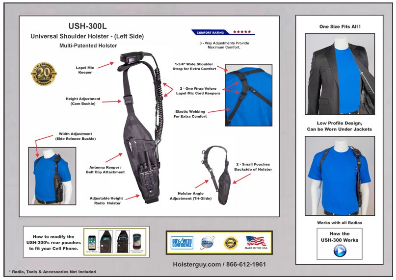 holsterguy.com USH-300L holster, radio, shoulder, chest harness ...