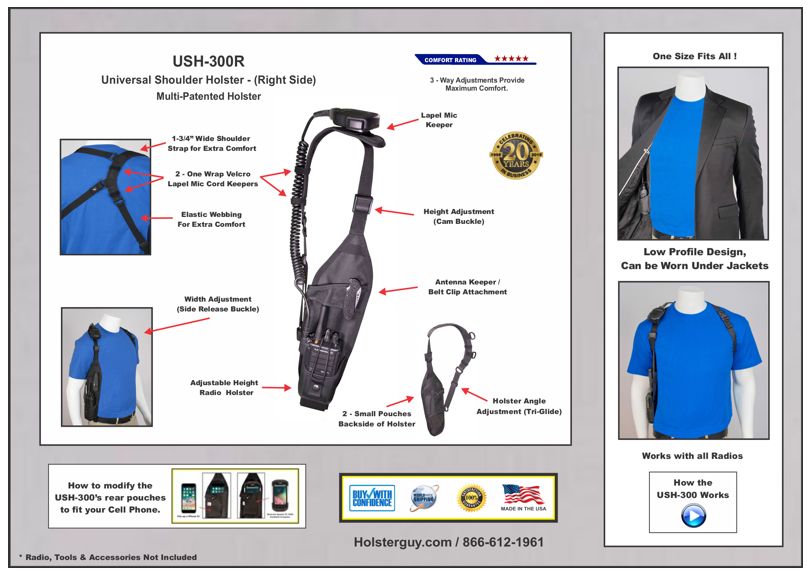 holsterguy.com USH-300R holster, radio, shoulder, chest harness ...