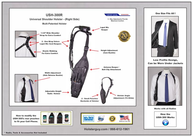 holsterguy.com USH-300R holster, radio, shoulder, chest harness ...
